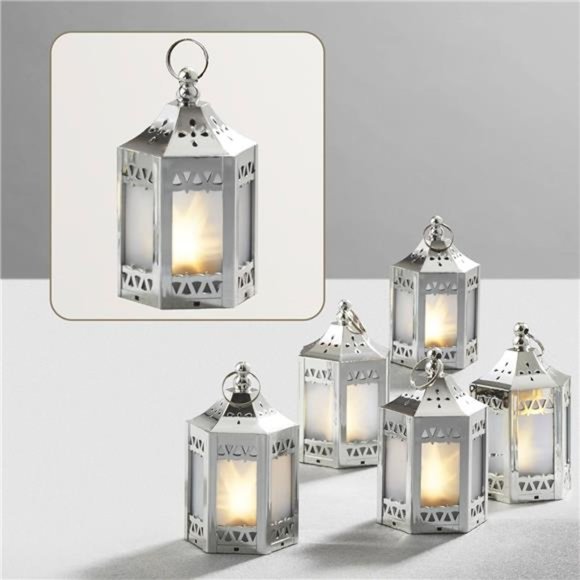 Accents | Silver Mini Lanterns For Centerpieces6 Pack Led Star ...